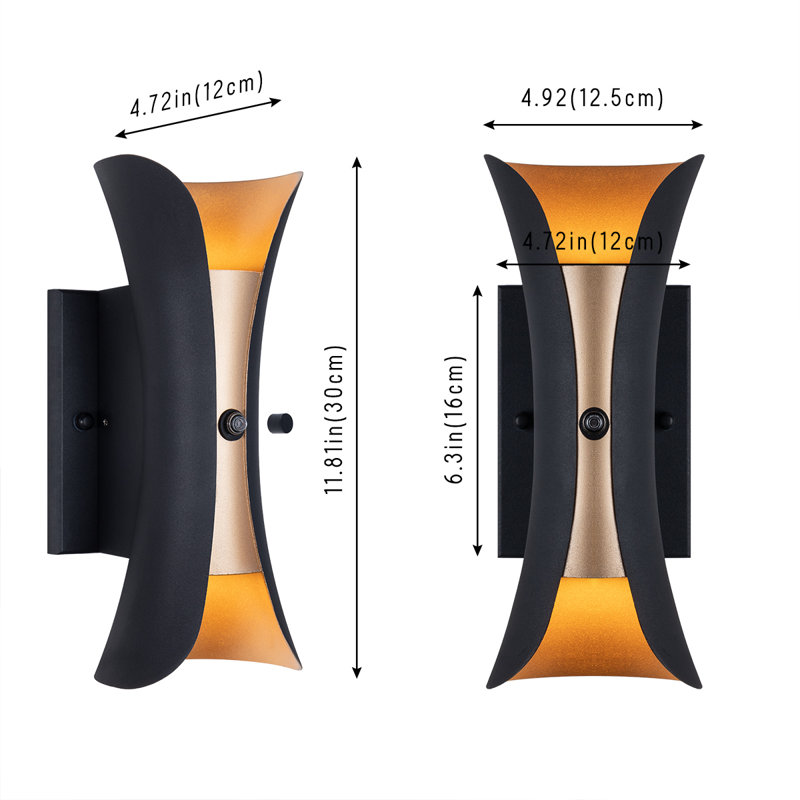 Ivy Bronx Alvisa Outdoor LED Wall Light with Dusk to Dawn 15W 3000K Warm White Black Finish ...